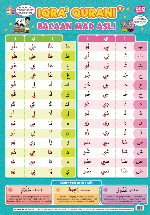 POSTER IQRA' QURANI 3 - BACAAN MAD ASLI – AMNIAGA